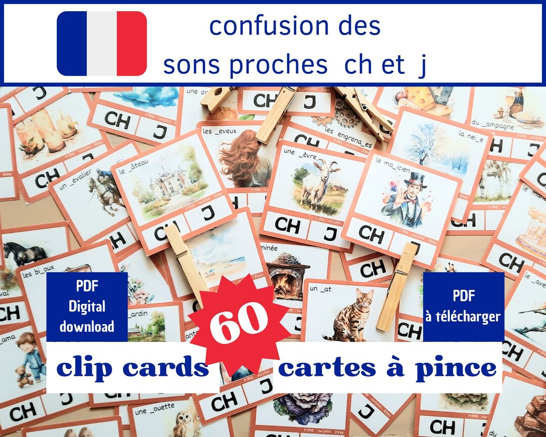 Clip Cards to Download. Confusion of Sounds Close to Ch and J. Learn ...