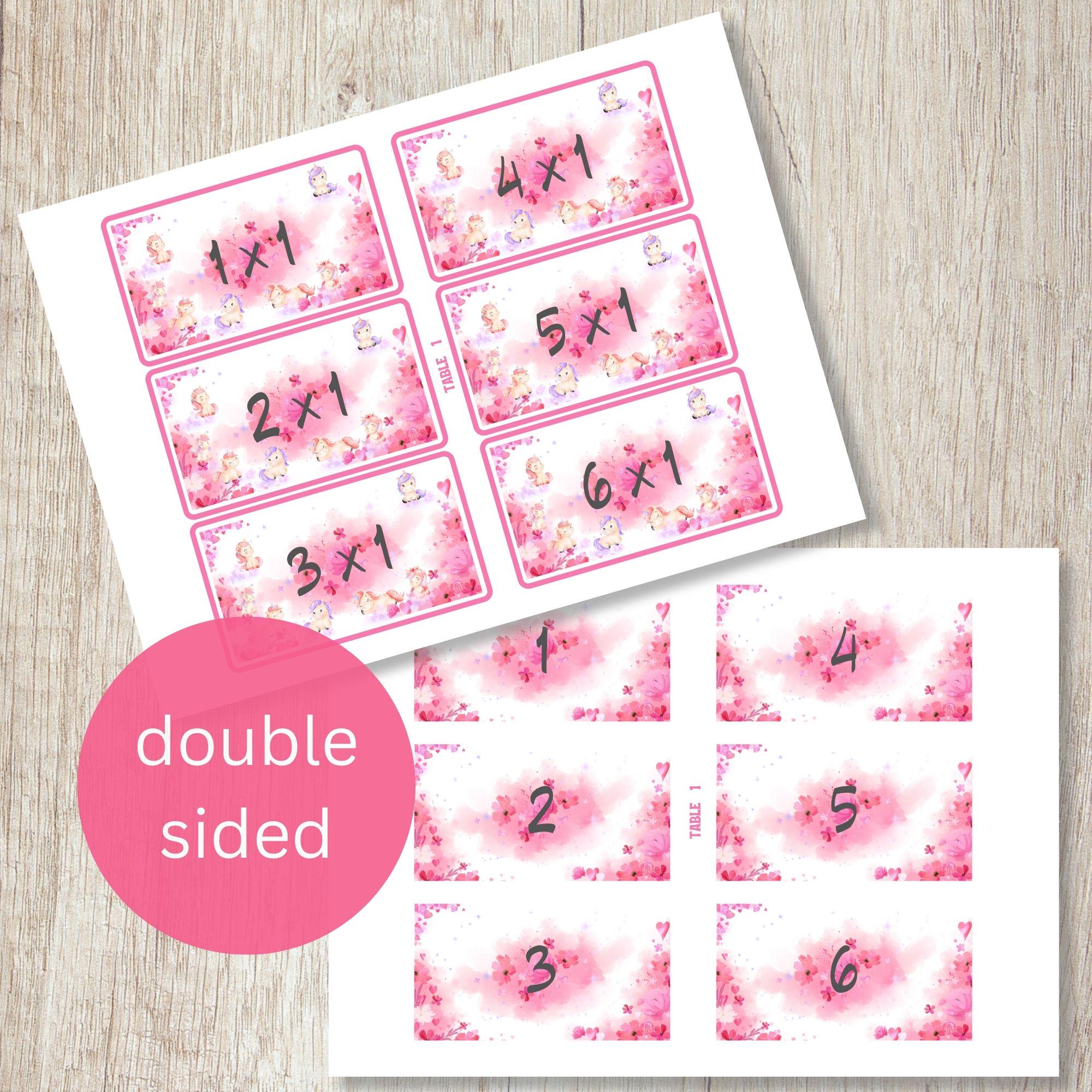 144 Illustrated Multiplication Table Cards - Girly Unicorns I ...
