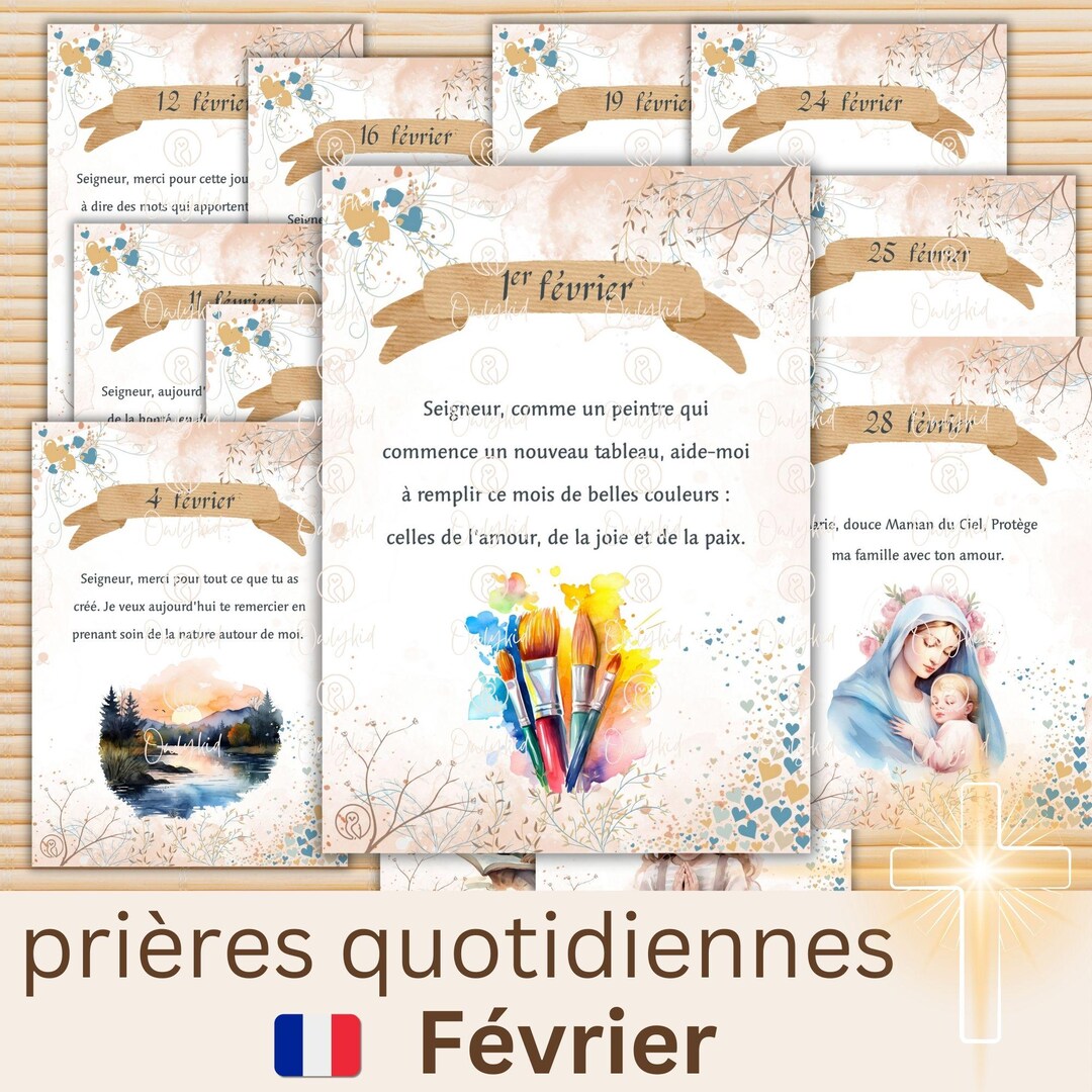 Prayer Cards for February in French, Specially Designed for Children ...