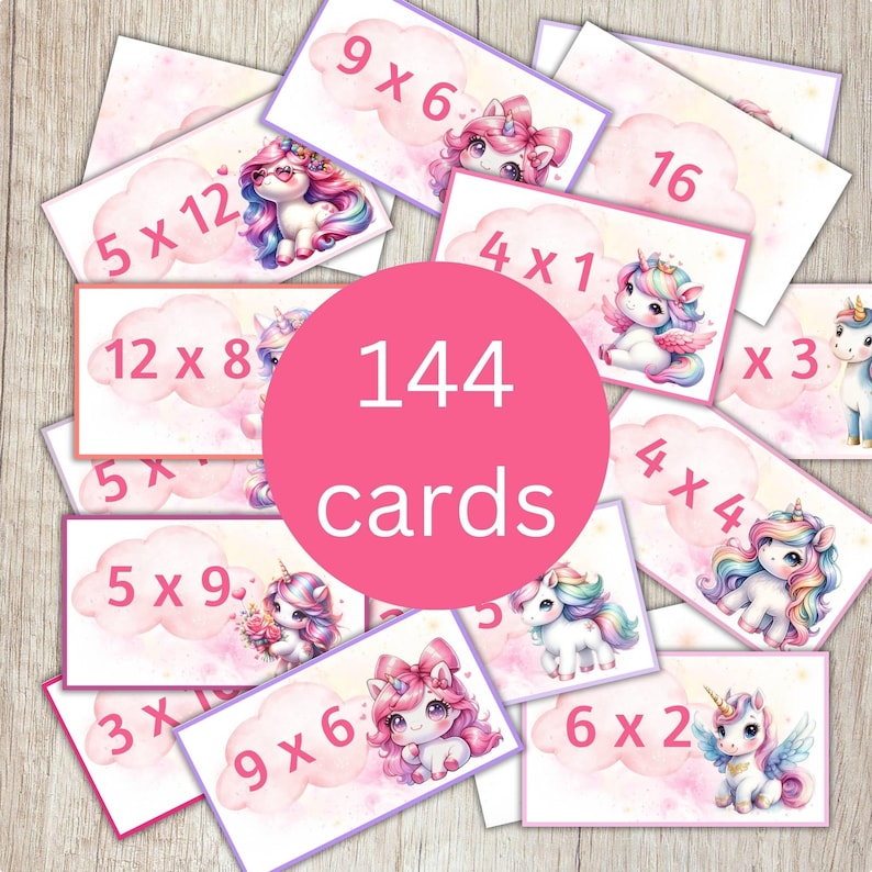 Printable Unicorn Times Tables Flashcards - 144 Adorable Unicorns ...