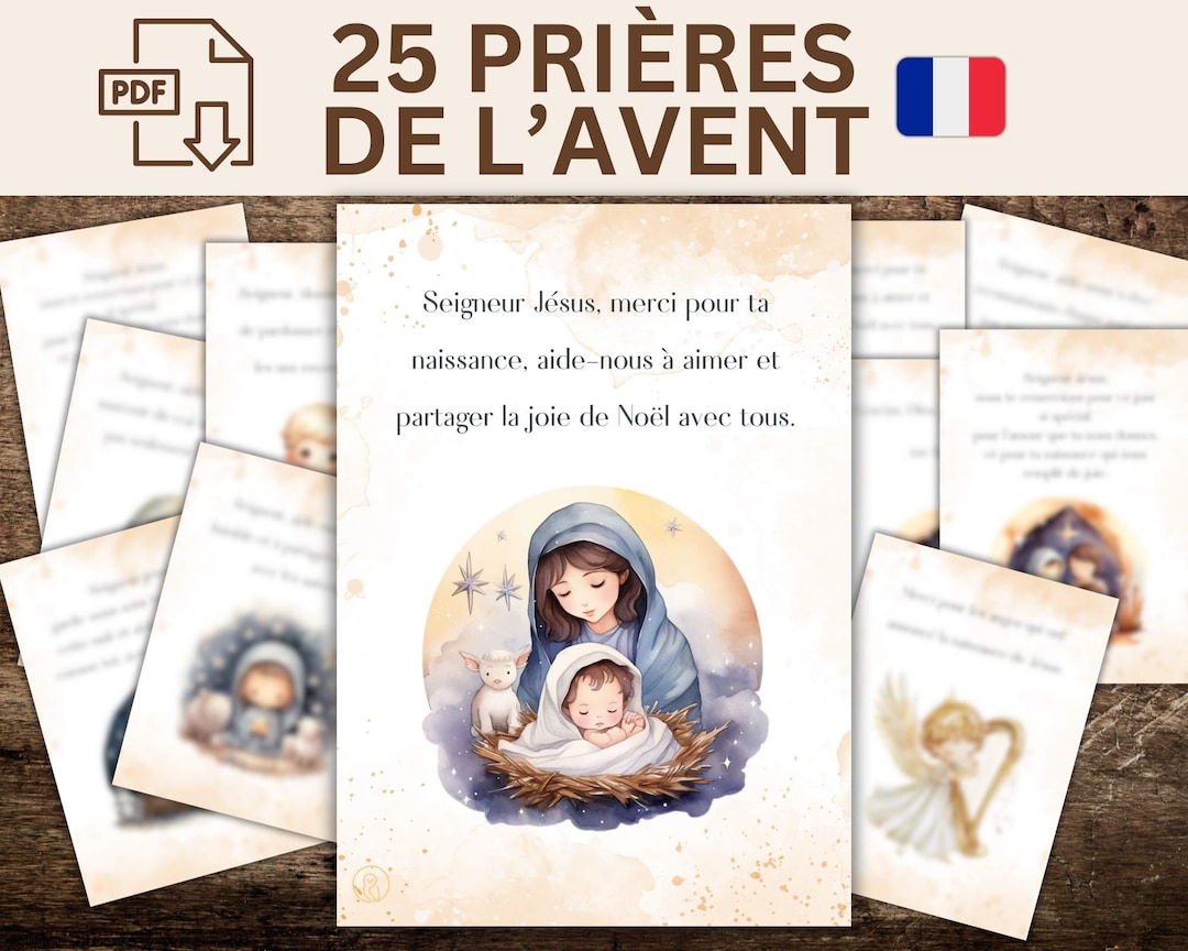 25 Christian Advent Prayer Cards in French, Advent Calendar Kids ...