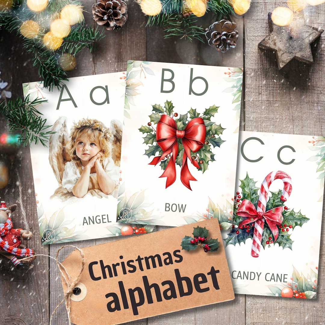 ABC, Christmas Alphabet Letters, Christmas Cards for Kids, Christmas ...