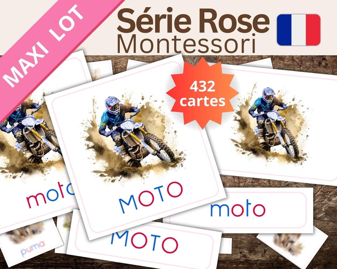 Montessori Pink Series Reading Cards, Learning to Read in French ...