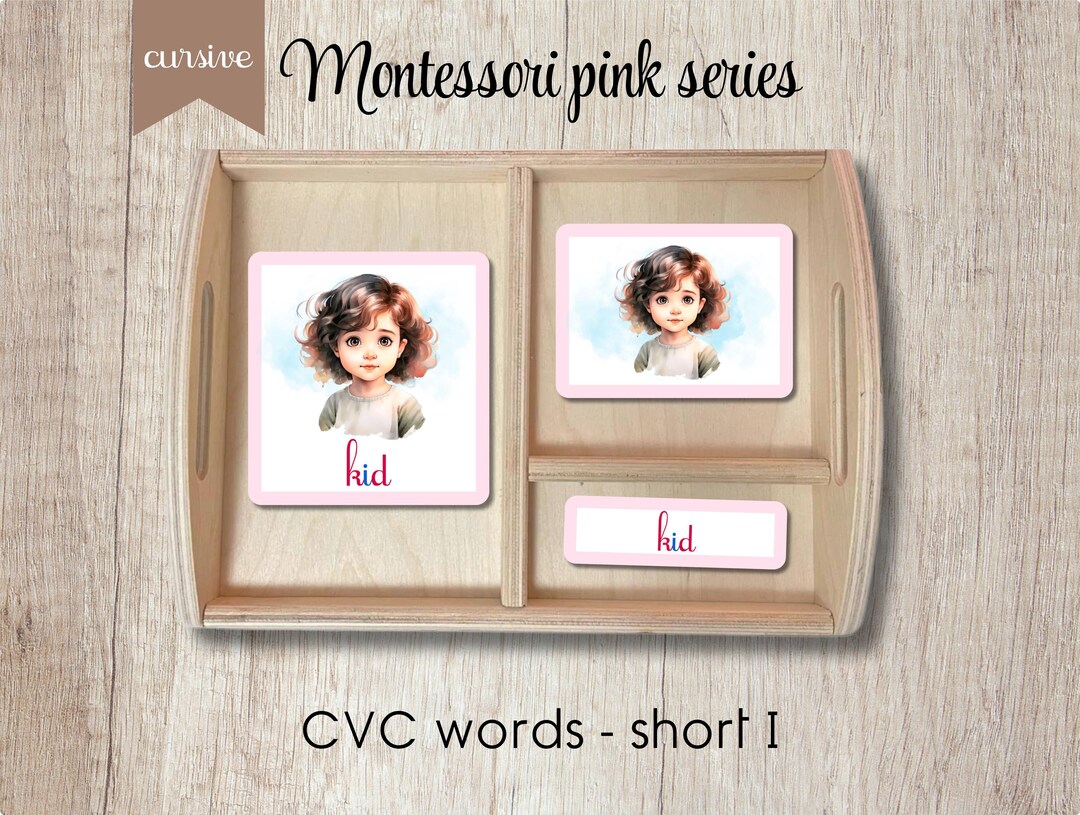 CVC, Word Short I, Pink Series Montessori, Kindergarten Printable ...