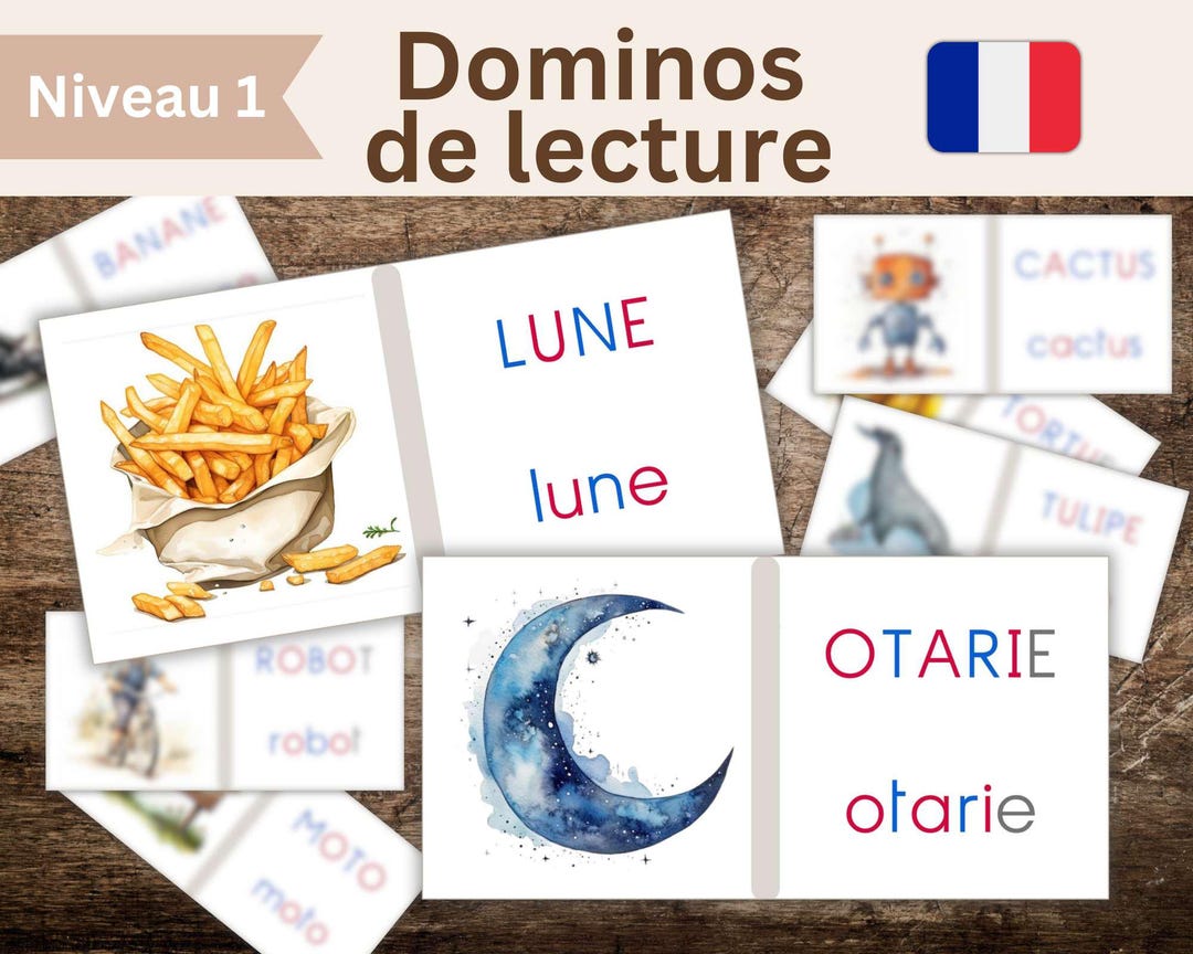 French Beginner Reading, Montessori Dominos Level 1, Learn to Read ...