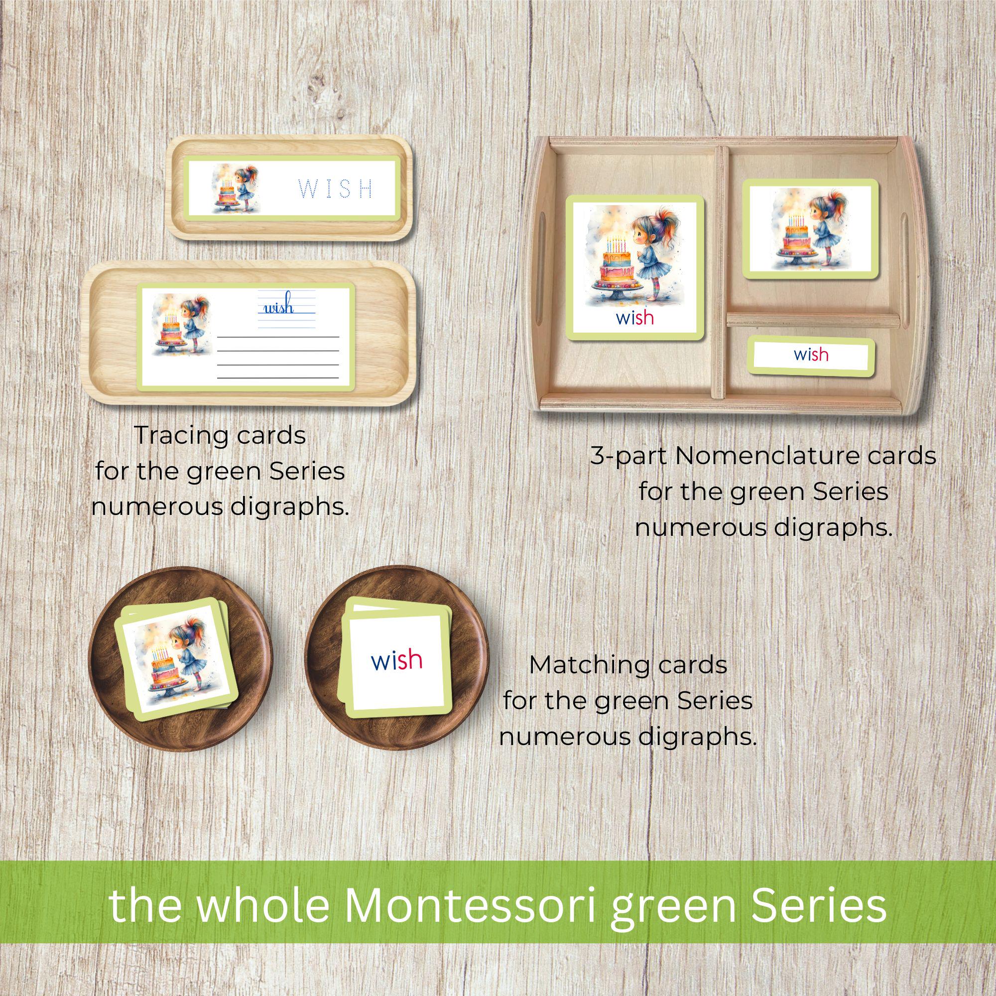 Montessori Green Series Language Cards, Learn to Read Consonant Blends ...