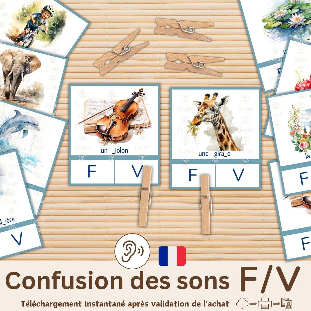 Montessori Clip Card – Confusion of F and V Sounds – Phonetic Learning ...