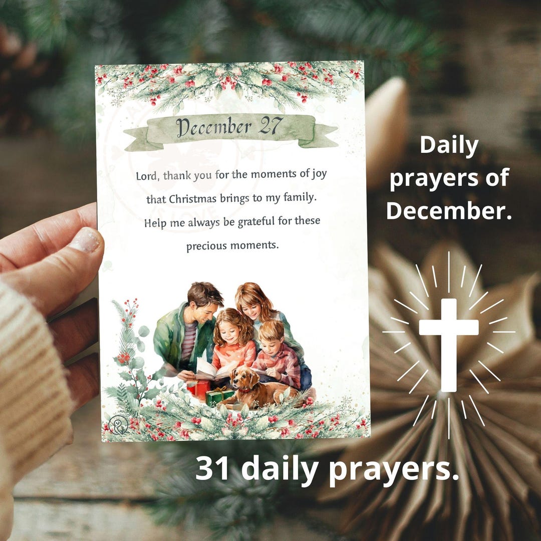 31 Daily Prayer Cards for December in English, Christian Christmas ...