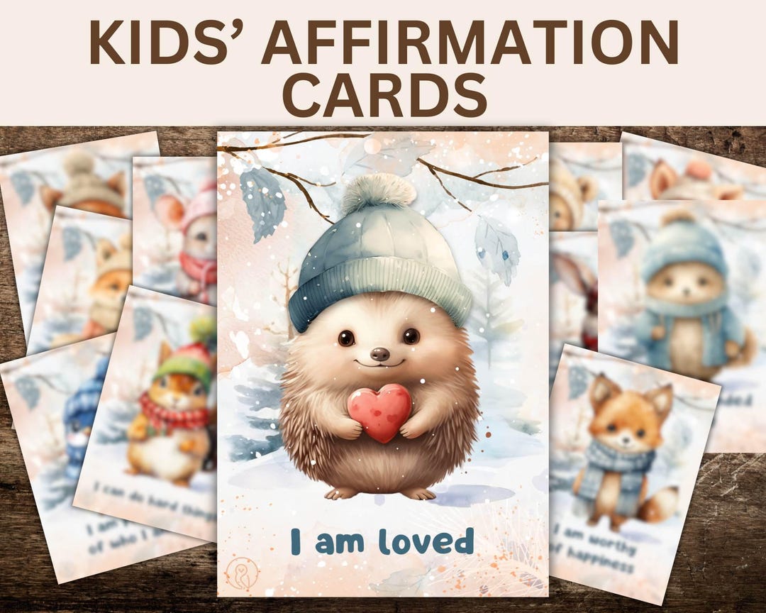 40 Positive Affirmations for Kids, Printable Encouragement Cards, Cute ...