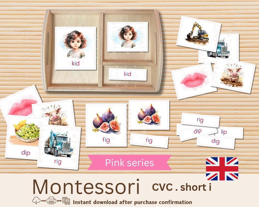 Montessori CVC Pink Series Short I Words Printable Learning Game - Etsy