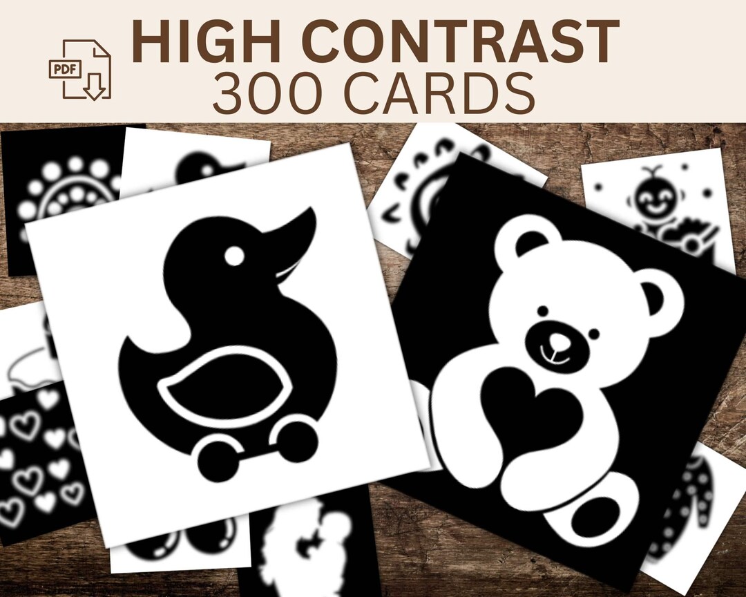 Black and White High-contrast Cards for Babies, Printable Cards ...