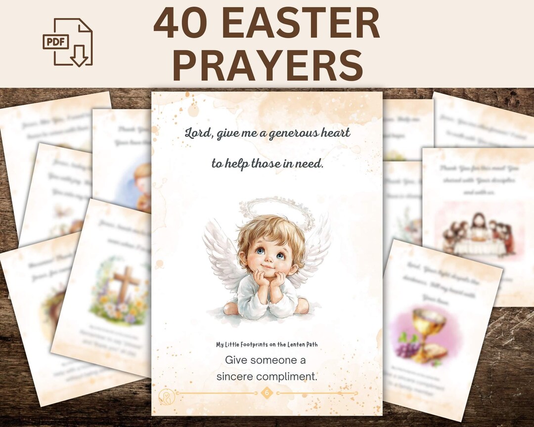 40 Lent Prayer Cards in English to Print, Journey to Easter With Prayers and Actions for ...