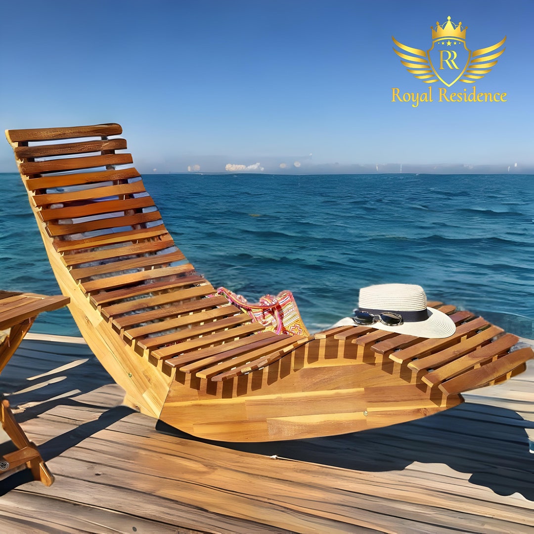 Premium Wooden Furniture Chaise Swinging Rocking Lounge Chair Acacia ...