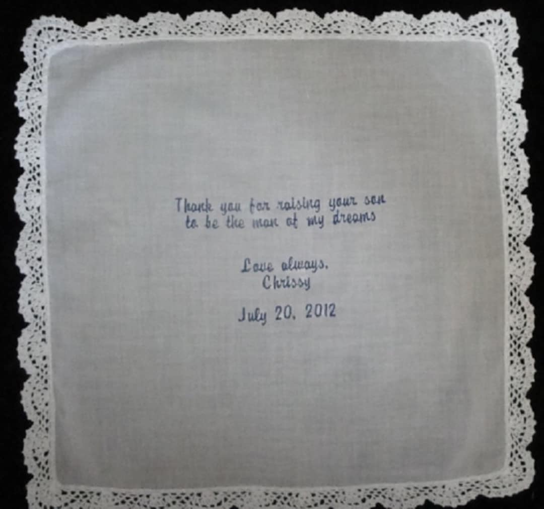 Any Poem Hankie - Creamy off White Hankie - Embroidered and ...