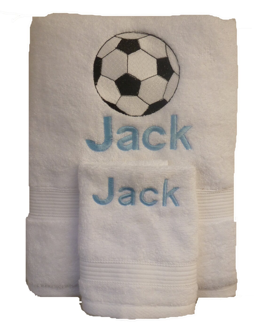 Soccer Towel - Two Towel Set of Bath Towel and Washcloth for Ringbearer ...