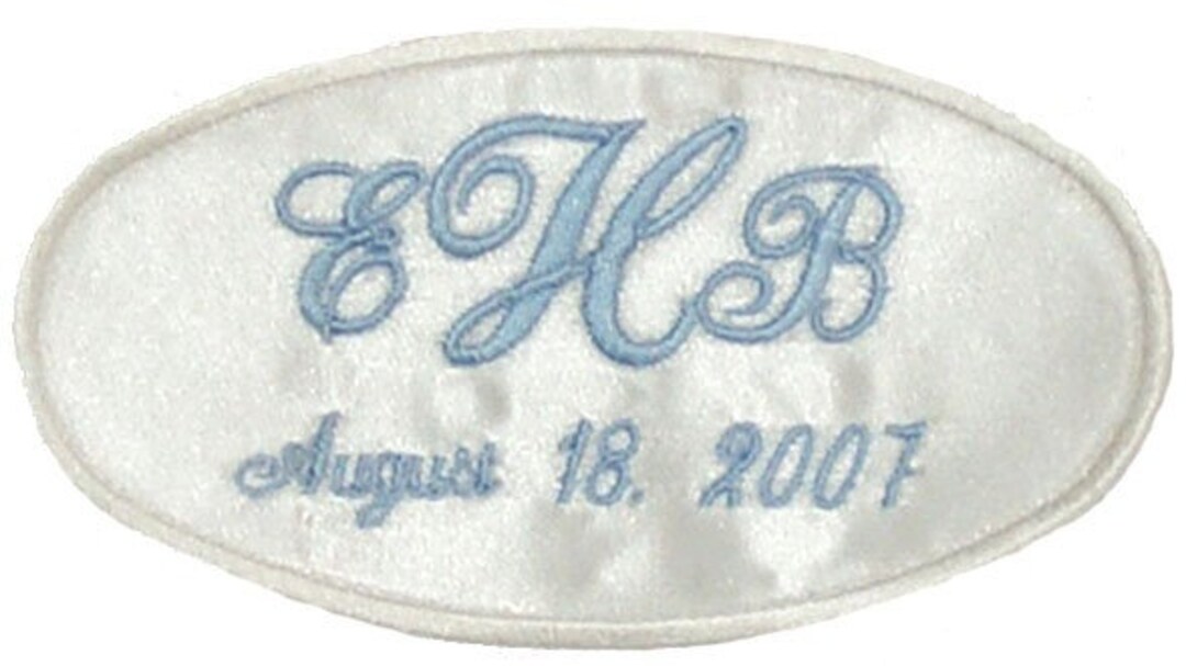 Erica Satin Wedding Dress Name Label Patch Tag Custom Embroidered With ...
