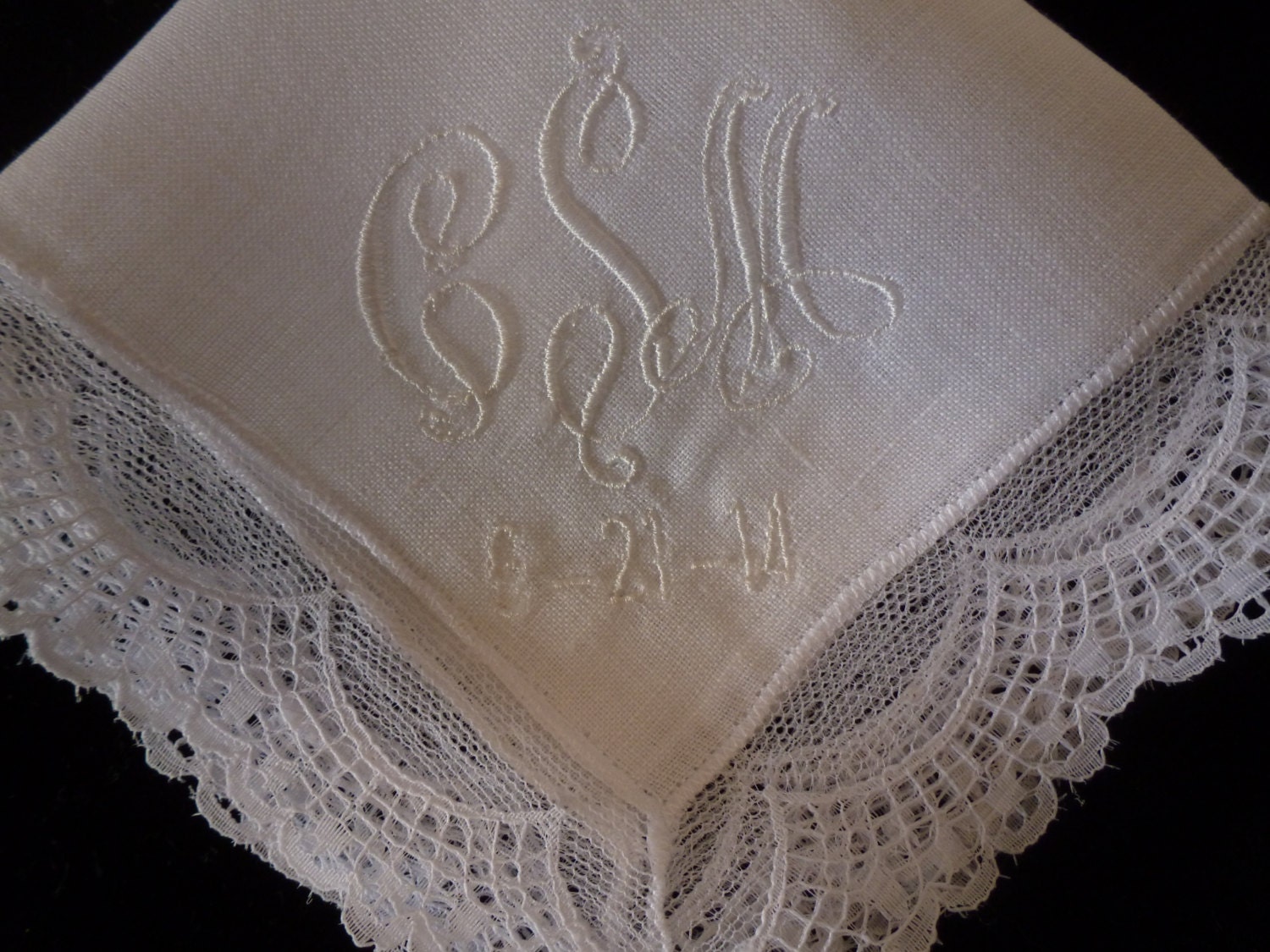 Embroidered Fancy Irish Linen and Lace Hankie Personalized - Etsy