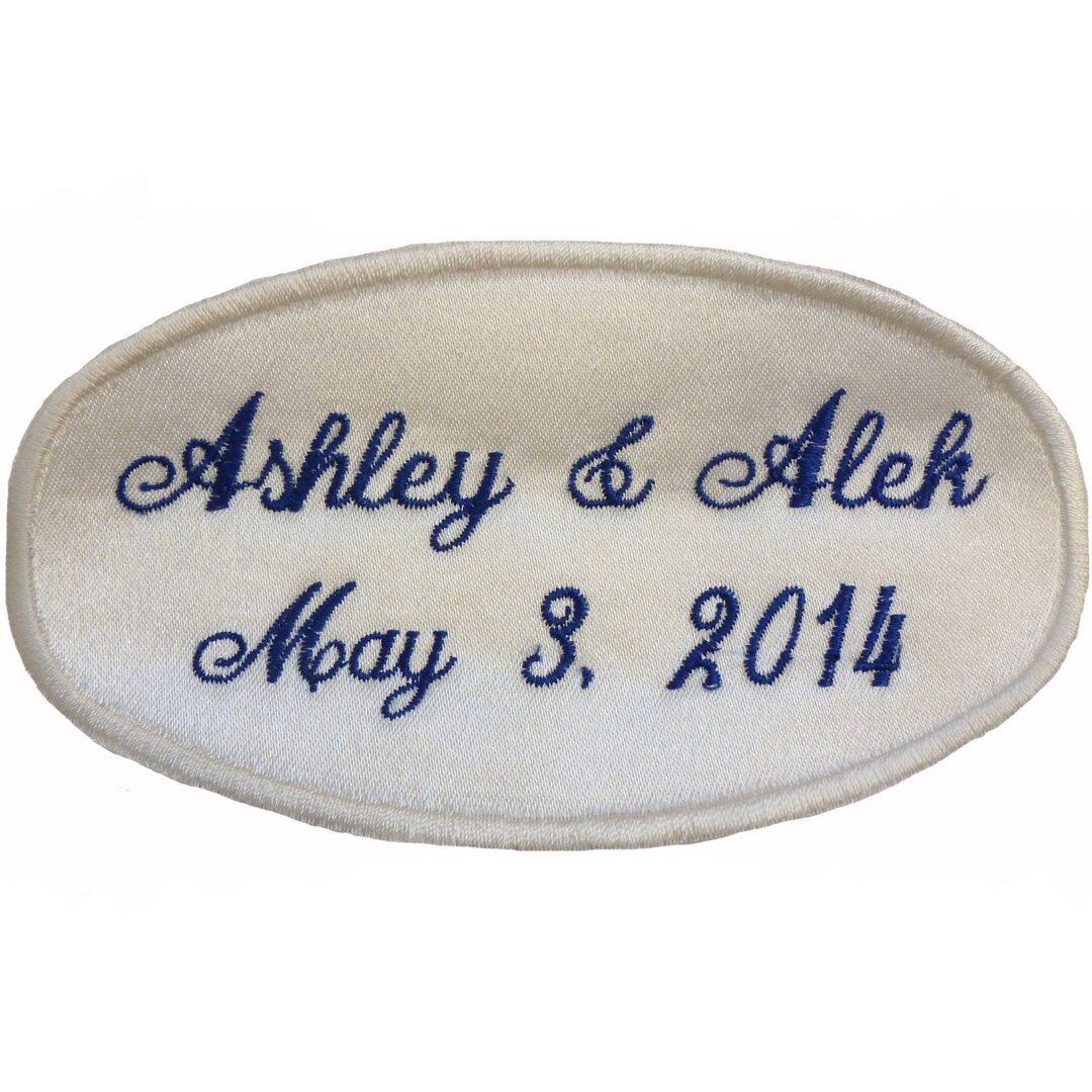 Erica Satin Wedding Dress Name Label Custom Embroidered and ...