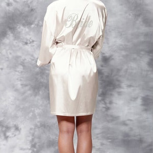 Rhinestone Embellished and Embroidered Bride's Satin Dressing Gown Robe ...