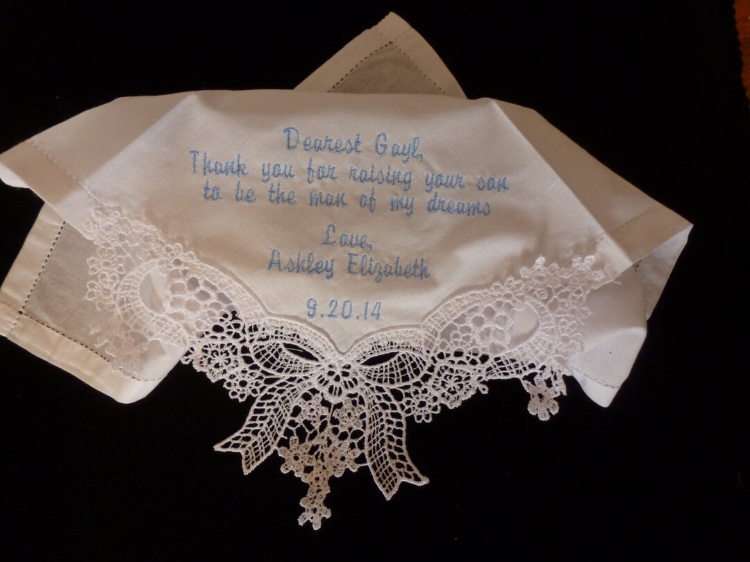 Graceful Created Lace Wedding Handkerchief With Short Poem Embroidered ...