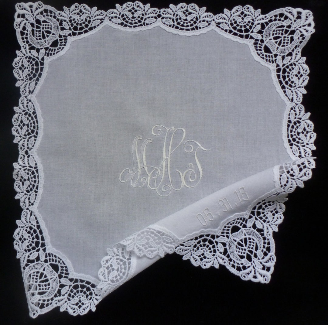 Beautiful Plauen Lace Personalized Hankie Embroidered With Name or ...