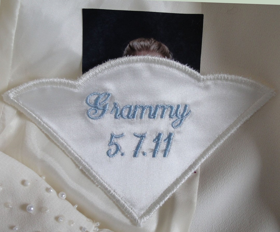 Wedding Gown Embroidered Personalized Memory Pocket - Etsy