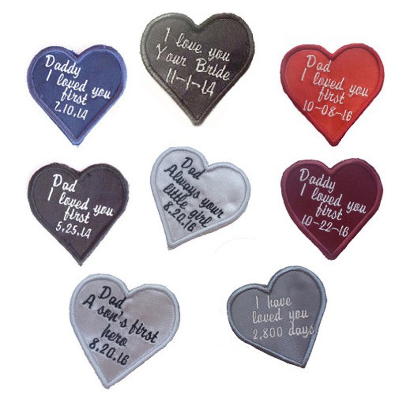 IRON ON STYLE --- Heart Label Patch for the Tie of Father of the Bride ...