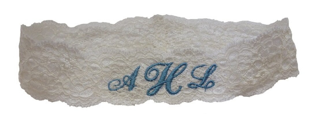 Personalized Embroidered Jacqueline Wedding Lace Stretch Garter With ...