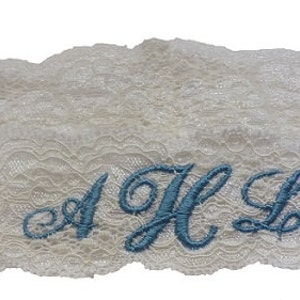 Personalized Embroidered Jacqueline Wedding Lace Stretch Garter With ...