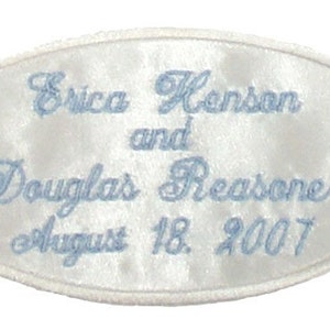 Erica Satin Wedding Dress Name Label Patch Tag Custom Embroidered With ...