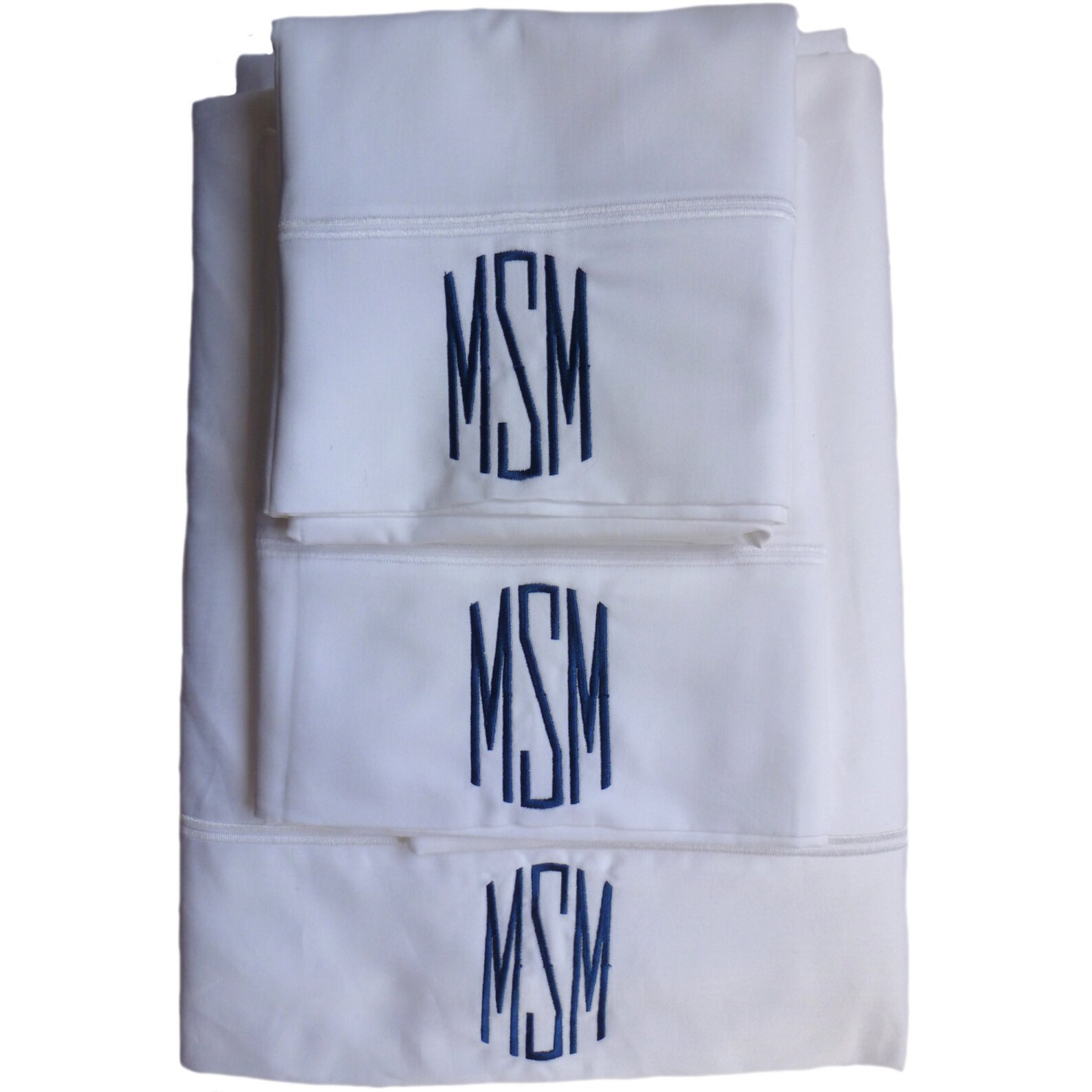 600 Thread Count Sheets in White, Monogrammed - King Size - Etsy