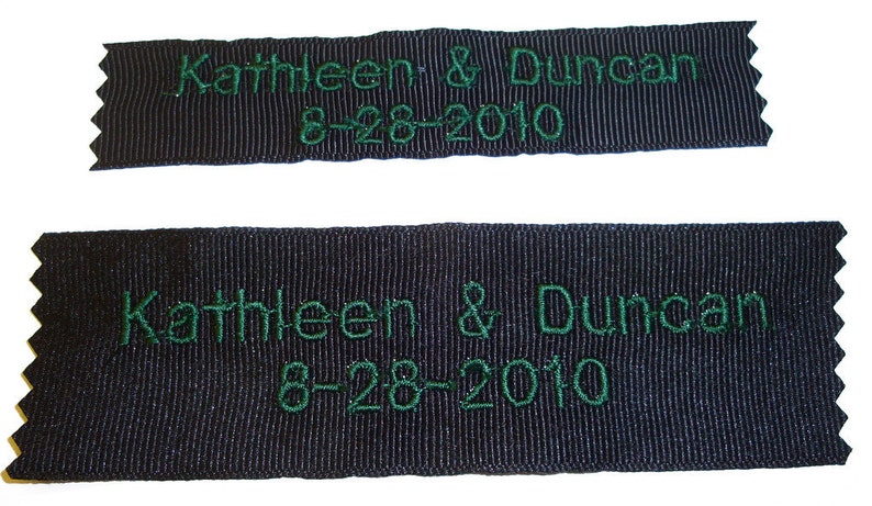 Groom's Custom Embroidered Personalized Ribbon Labels (set of Two) as ...