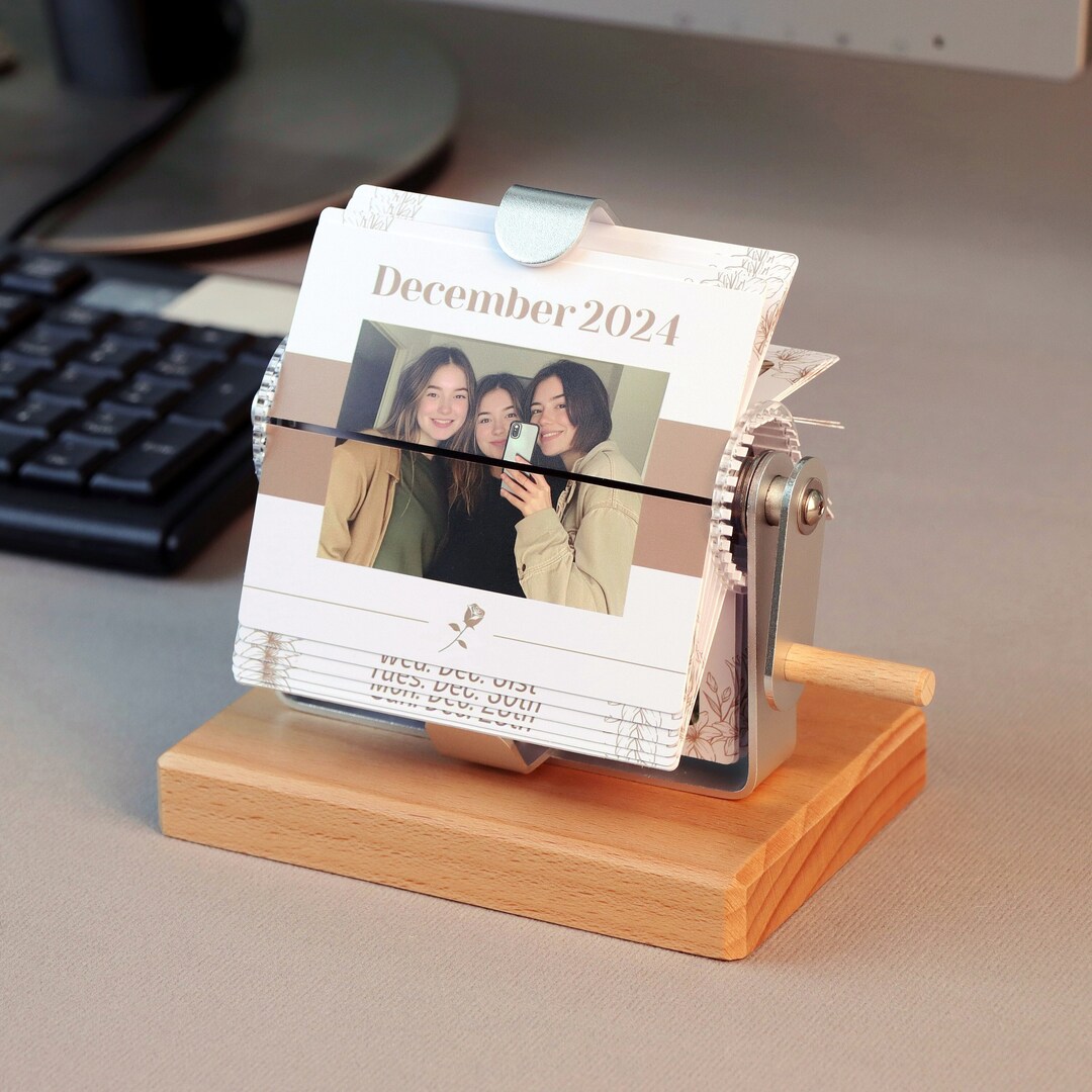 2024/2025 Desk Calendar With Stand Custom Photo/video Rotating Albums ...
