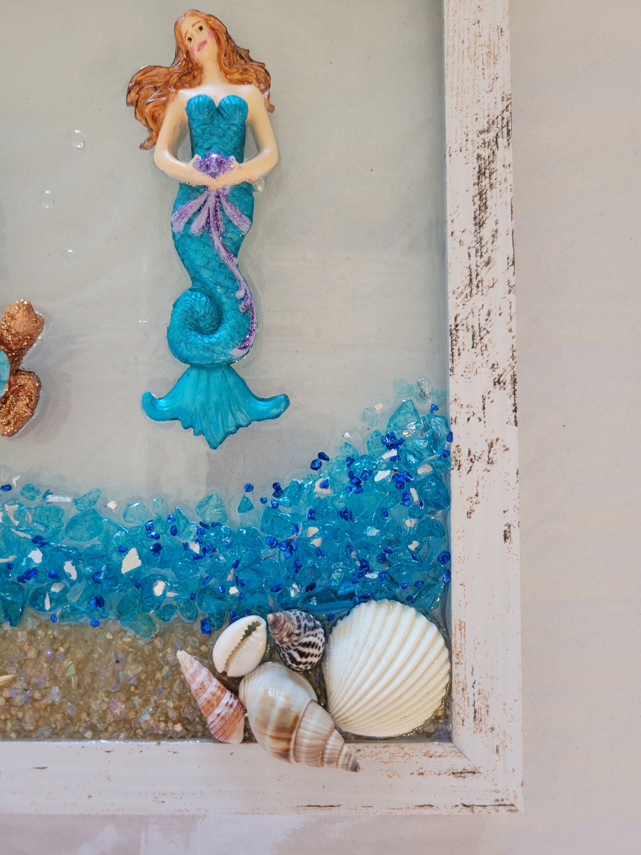Playful Mermaid With Turtles Resin Wall Art, Ocean-inspired Wall Decor ...
