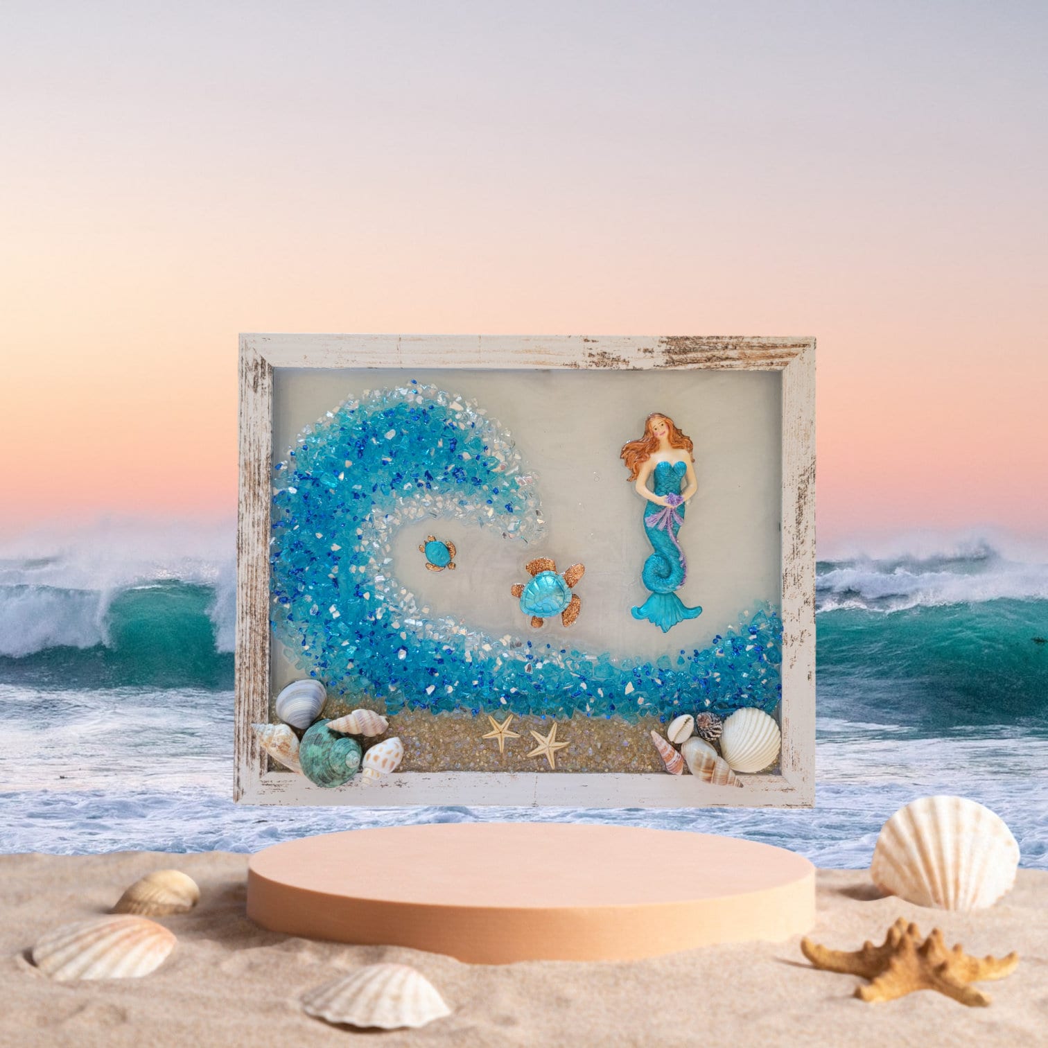 Playful Mermaid With Turtles Resin Wall Art, Ocean-inspired Wall Decor ...
