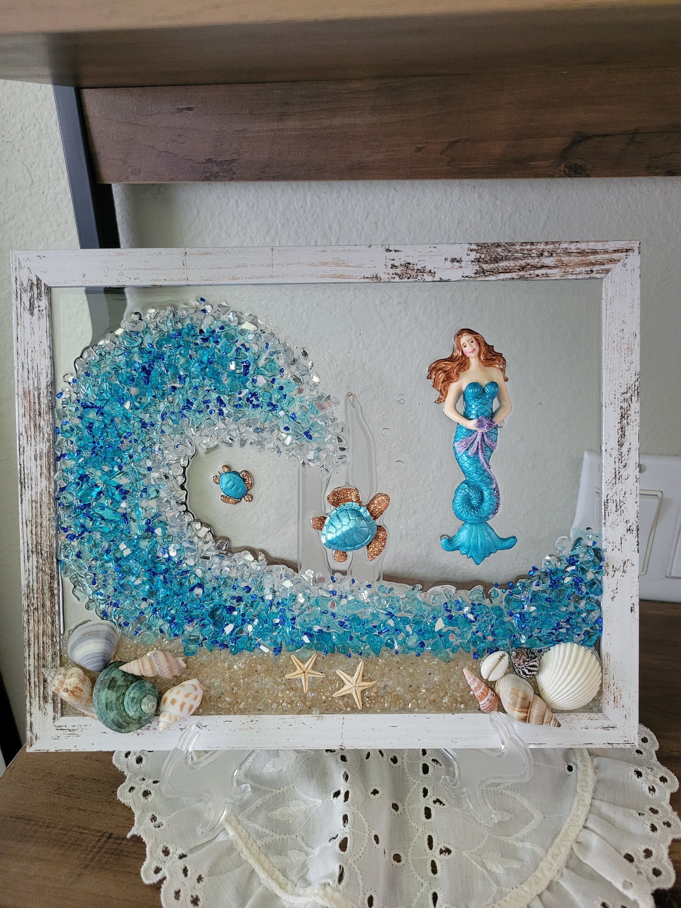 Playful Mermaid With Turtles Resin Wall Art, Ocean-inspired Wall Decor ...