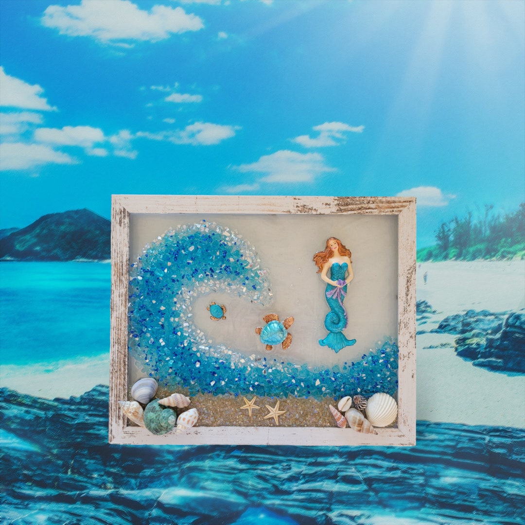 Playful Mermaid With Turtles Resin Wall Art, Ocean-inspired Wall Decor ...