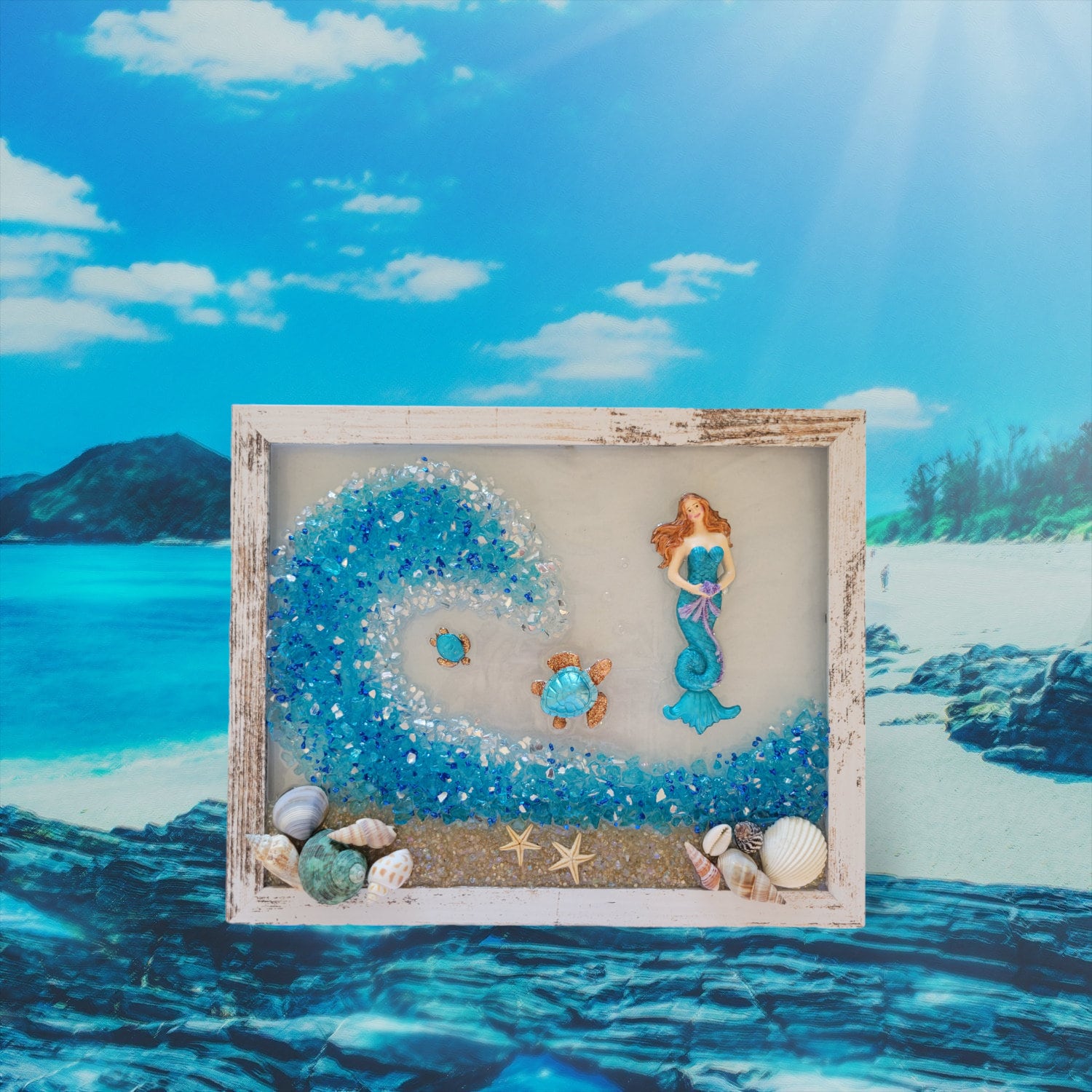 Playful Mermaid With Turtles Resin Wall Art, Ocean-inspired Wall Decor ...