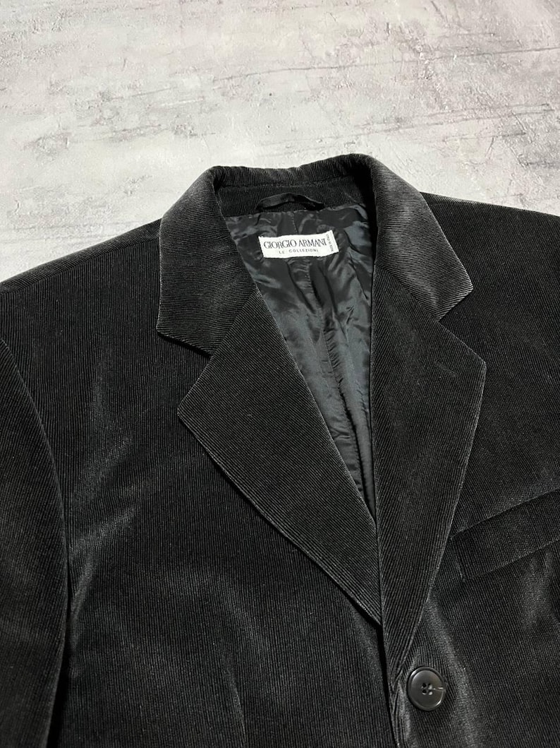 Giorgio Armani Le Collezioni Velvet Blazer Men's Size 48 Dark Gray Rare ...