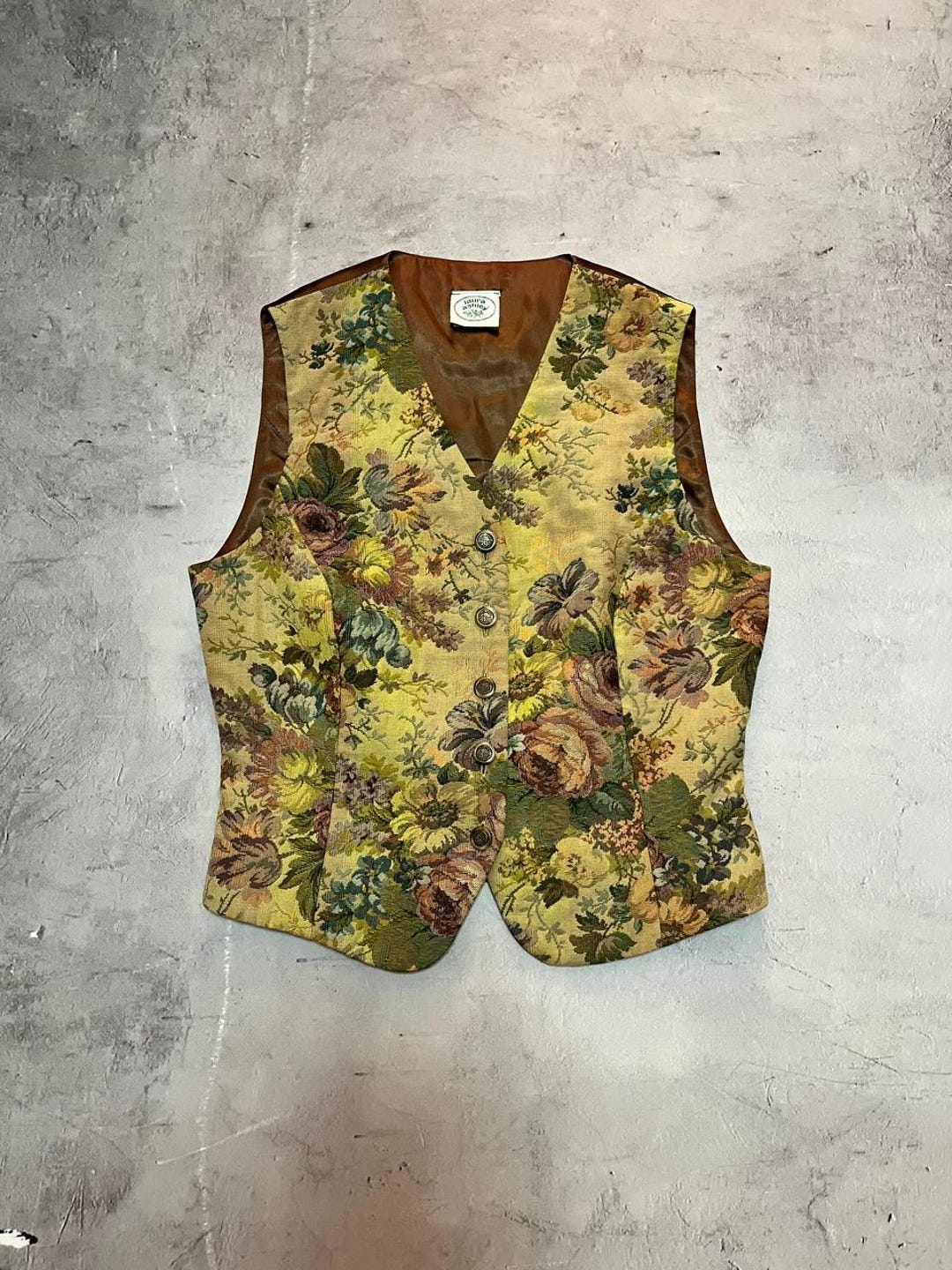 Laura Ashley Vintage Multicolor Floral Vest Gillet Cape Size USA 8 ...