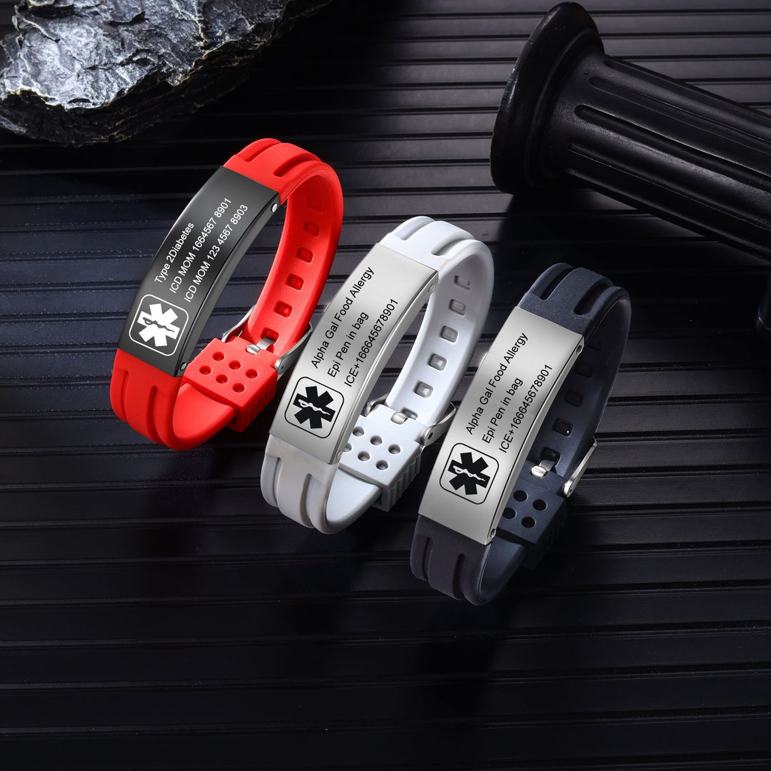 Custom Medical Alert Bracelet - Silicone Medical Bracelet - Health ...