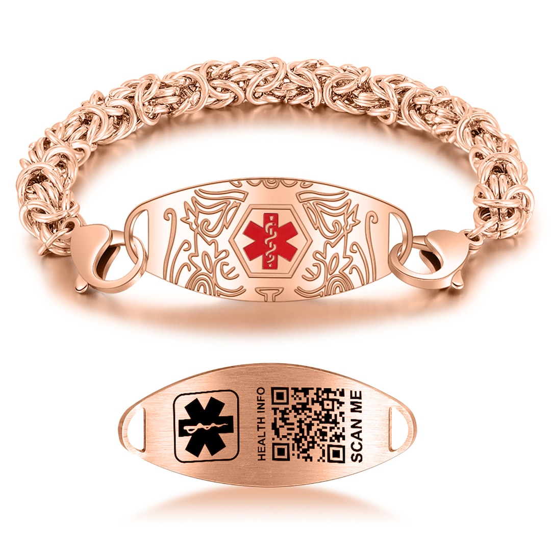 Personalized QR Code Medical Alert Bracelet - Emergency ID Bracelet ...