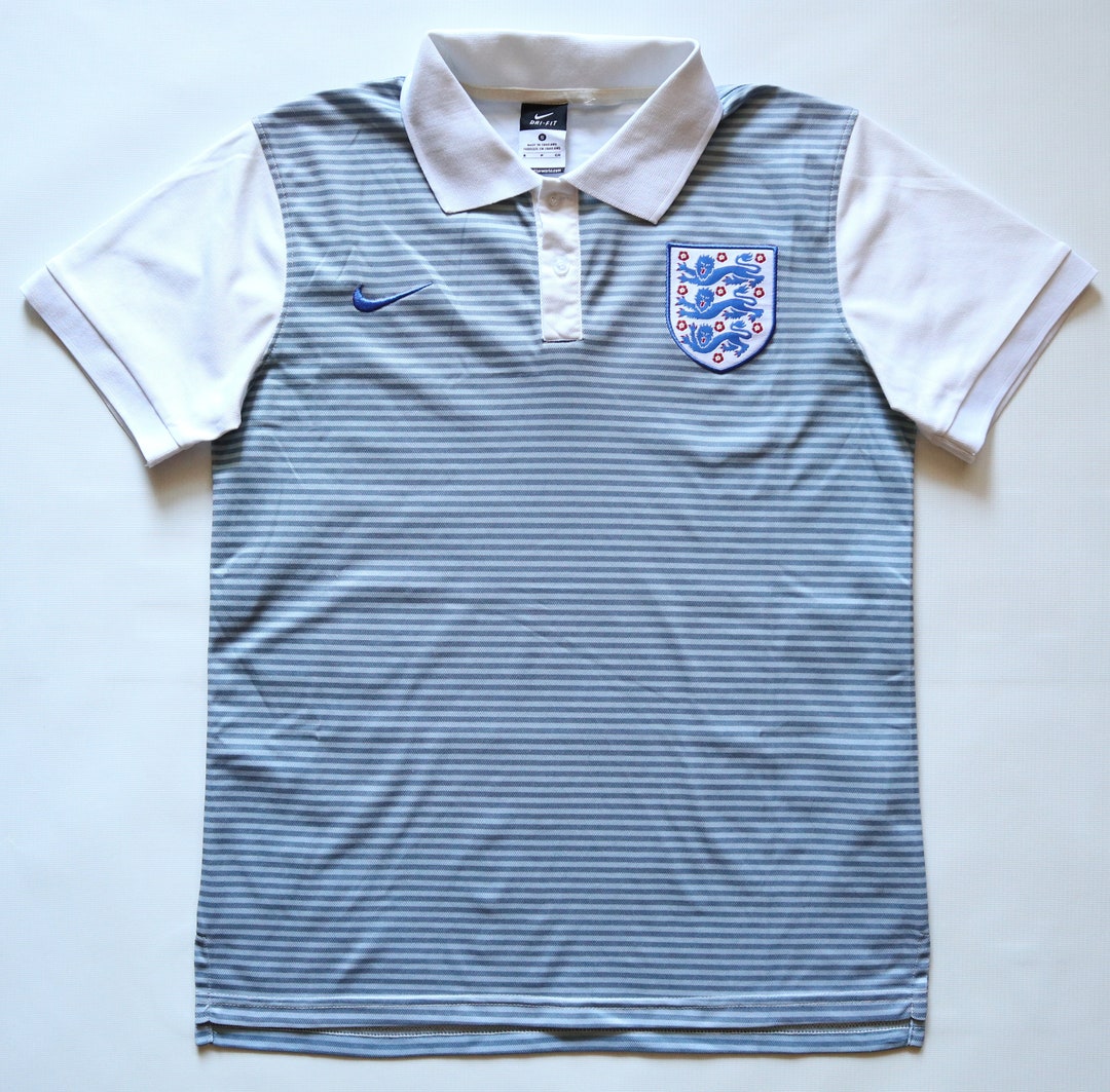 England National Team Vintage Polo Football Shirt Soccer Jersey Blue ...