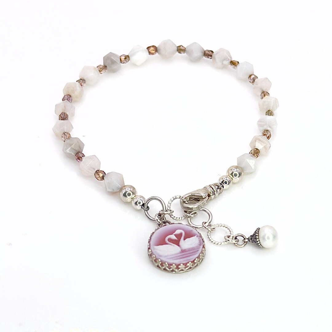Romantic Jewelry Anniversary Gifts for Her, Gemstone Cameo Bracelet ...