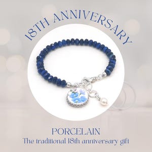 Forget Me Not 18th Anniversary Porcelain Bracelet, Sterling Silver and ...