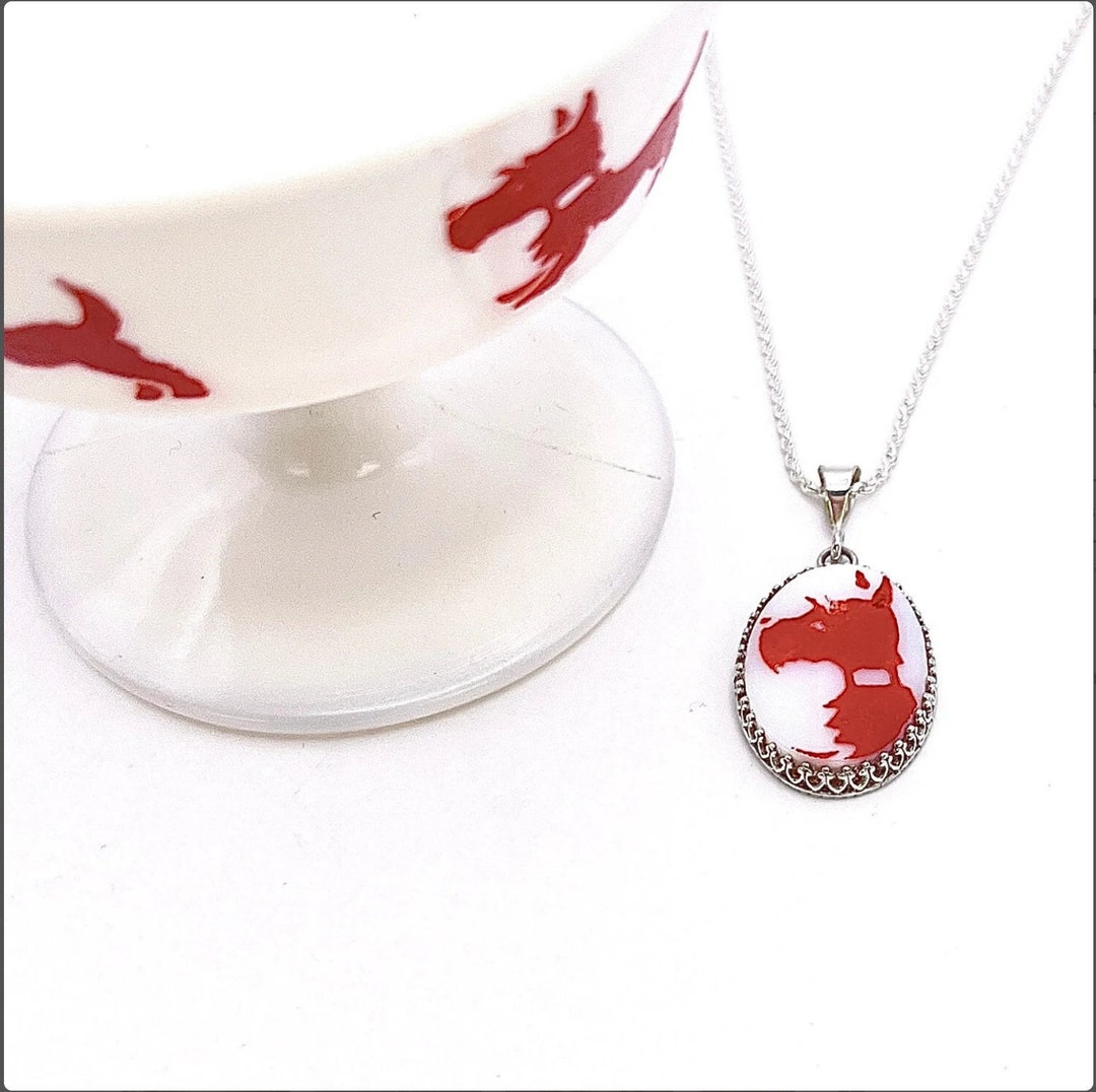 Retro Milk Glass Scotty Dog, Broken China Jewelry Pendant Necklace ...