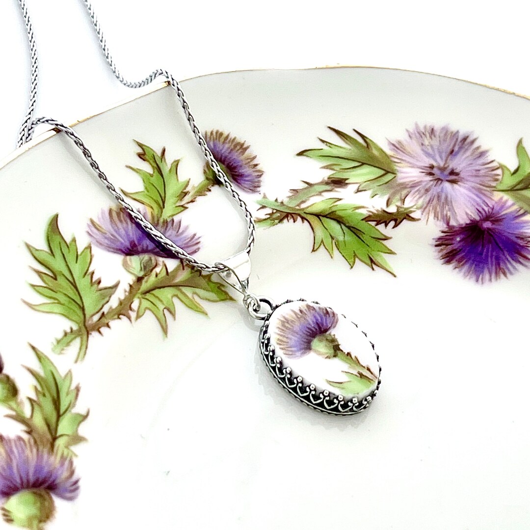 Adjustable Scottish Thistle Necklace, Dainty Sterling Silver Broken ...