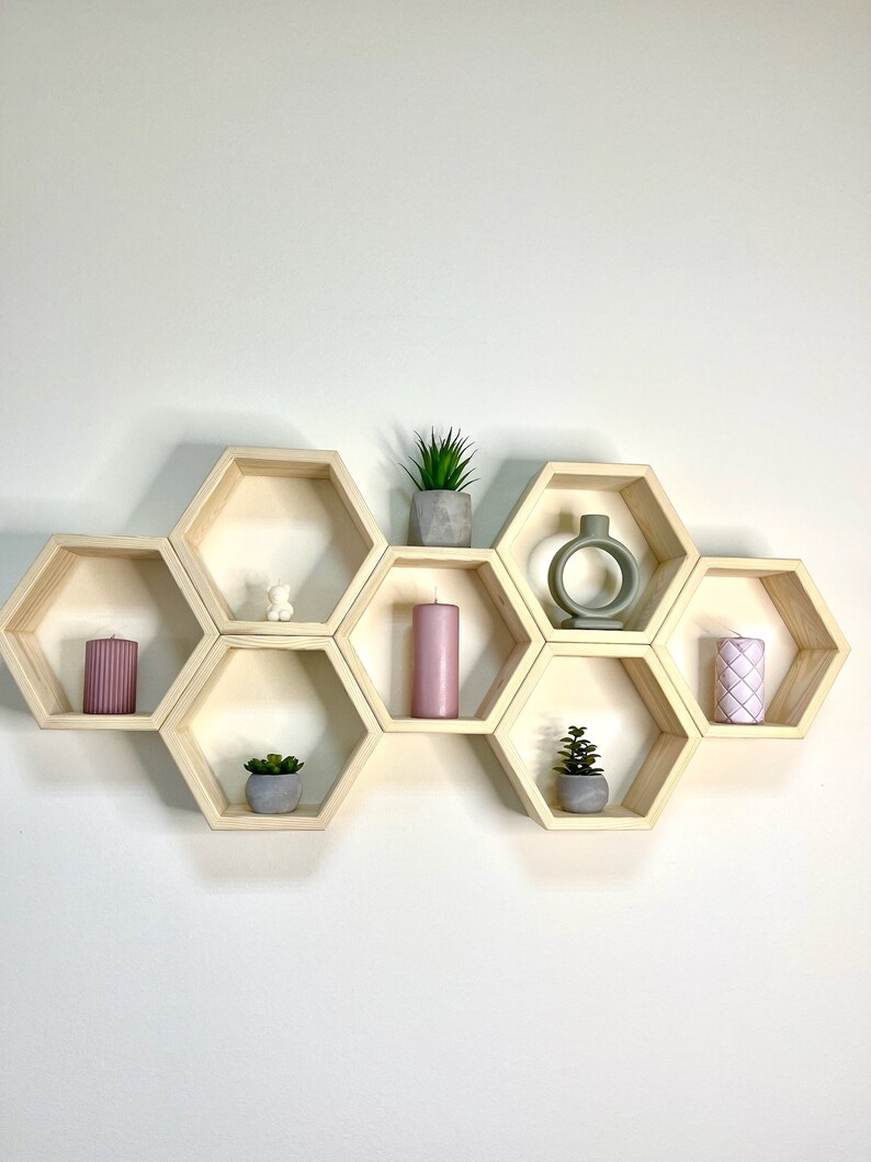 Modular Hexagon Wall Shelf Set, Honeycomb Shelves, Set of 6 Wall ...