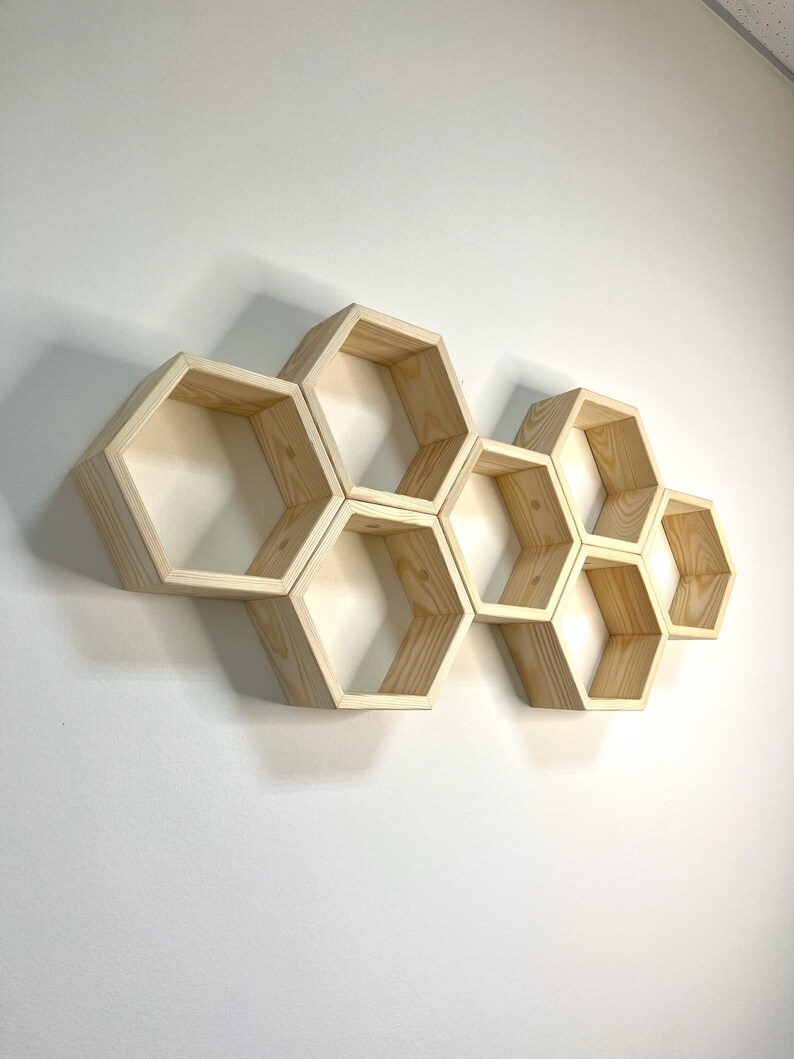 Modular Hexagon Wall Shelf Set, Honeycomb Shelves, Set of 6 Wall ...