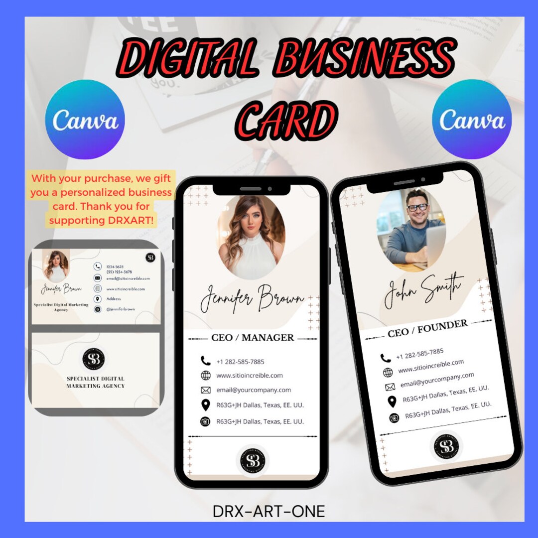 Digital Marketing Agency Business Card Canva Template | Editable ...